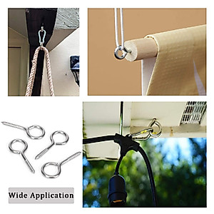 10 PCS Screw Eyes, Stainless Steel Eye Hooks, Heavy Duty Eye Bolts Screw in, Self-Tapping Eyelet Screw for Indoor & Outdoor, 2.5 inches