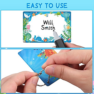 36 Set Kids Tags Personalized Waterproof Name Tag Reusable Backpack Tags Plastic Writable Child Id Bag Tags with Chain Attachments Name Labels for School Luggage Lunch Box Ocean Dinosaurs Jungle