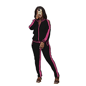 TOPONSKY Women Sweatsuit For Hoodie Womens Jogger Set Sweat Suits Outfit Black Rose XL