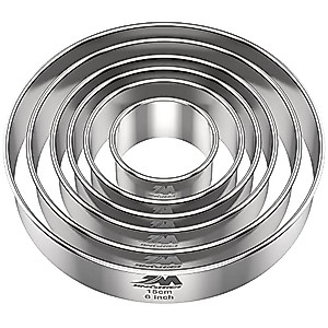 M JNGMEI 6 Pieces Stainless Steel Cookie Biscuit Cutter Set 2'', 3'',3.5'', 4'',5''and6'' Biscuit Plain Edge Round Cutters large Sizes Shape Molds Ranging from 2-6 Inches Multiple Sizes