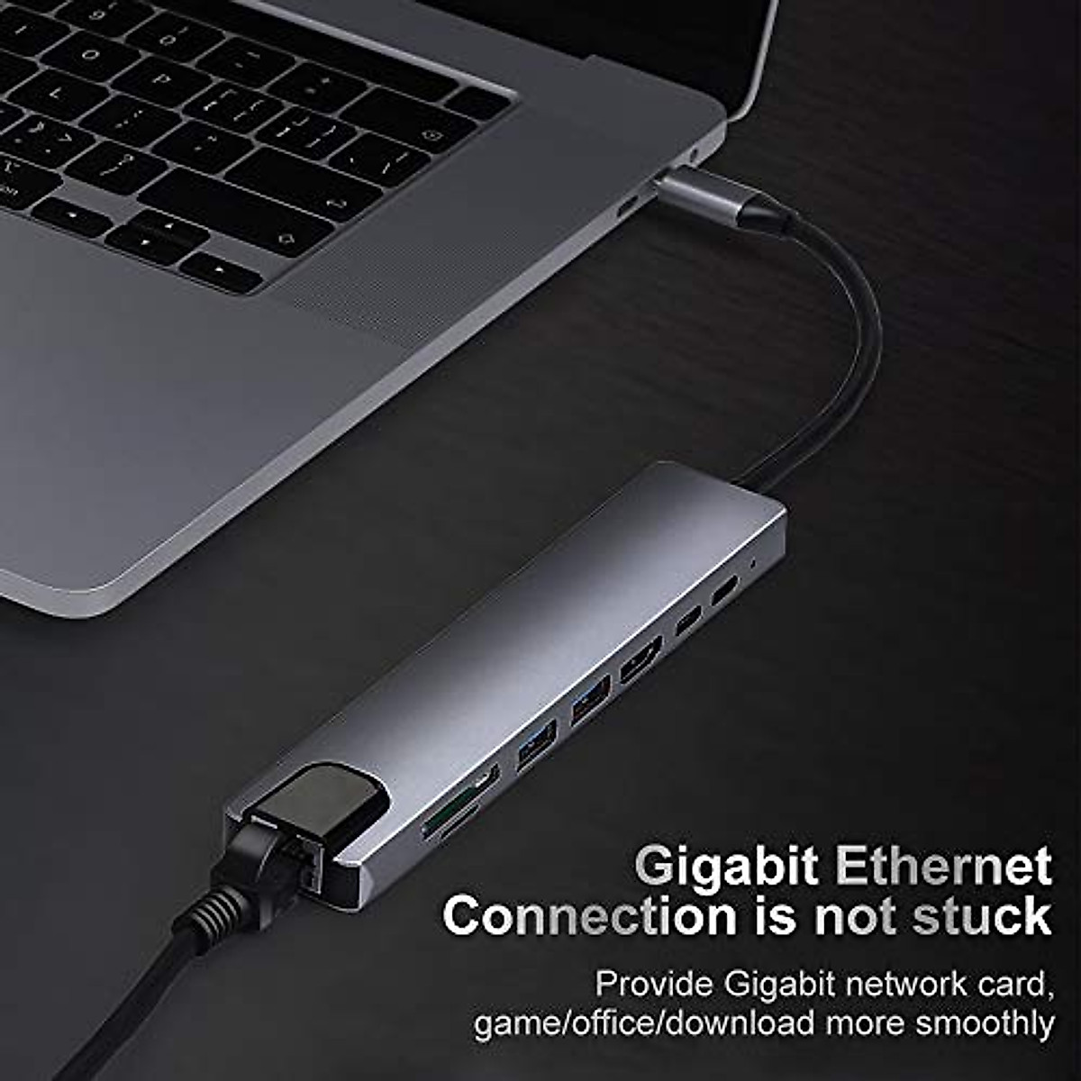 Baile USB C Hub Type c Hub Adapter, 8 in 1 with Ethernet, 4K HDMI,USB 3.02, 87W PD, USB-C Data Port and SD/TF Docking Station Compatible with MacBook and Other USB-C Laptops