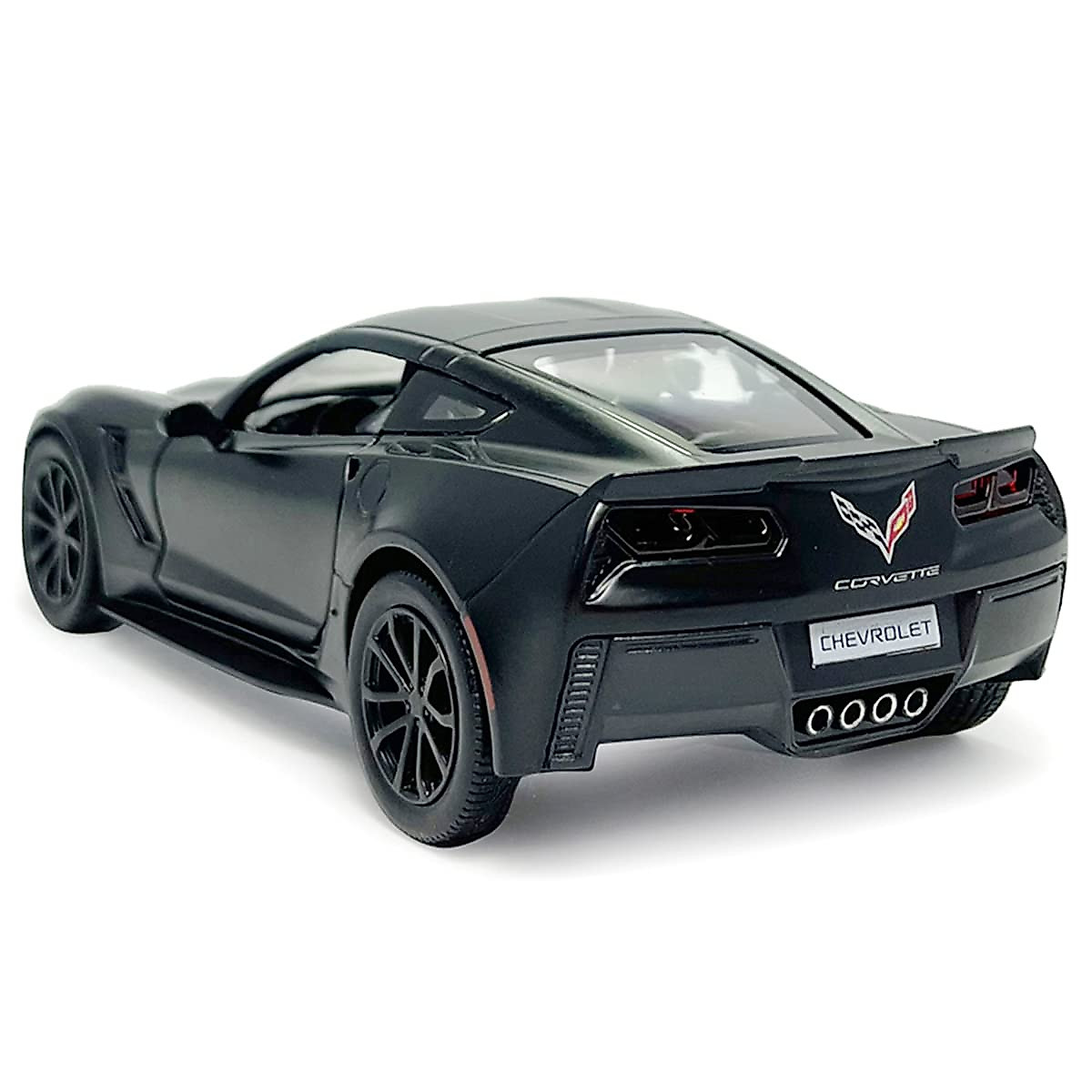 Corvette C7 Grand Sports Diecast Car Model Toy Vehicle Supercar 1/36 Scale Pull Back Vehicles Doors Open Alloy Metal Kids Boys Toys Adults Mens Christmas Stocking Stuffers Gifts, matt Black