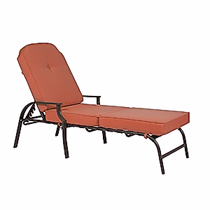 Kozyard Maya Outdoor Chaise Lounge Weather & Rust Resistant Steel Chair with Polyester Fabric Cushion for Pool, Patio, Deck or Yard (Terracotta)