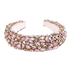 HAIMEIKANG Rhinestone Headband Handmade Baroque Crystal Soft Velvet Padded Headband Bridal Elegant Wedding Wide Headwear Accessories For Women and Girl (New)