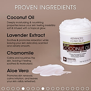 Advanced Clinicals Coconut Body Lotion Moisturizing Cream & Face Lotion For Women & Men | Coconut Lotion | Natural Coconut Oil Cream Skin Care Moisturizer Body Butter Balm For Dry Skin, 16Oz, 2-Pack