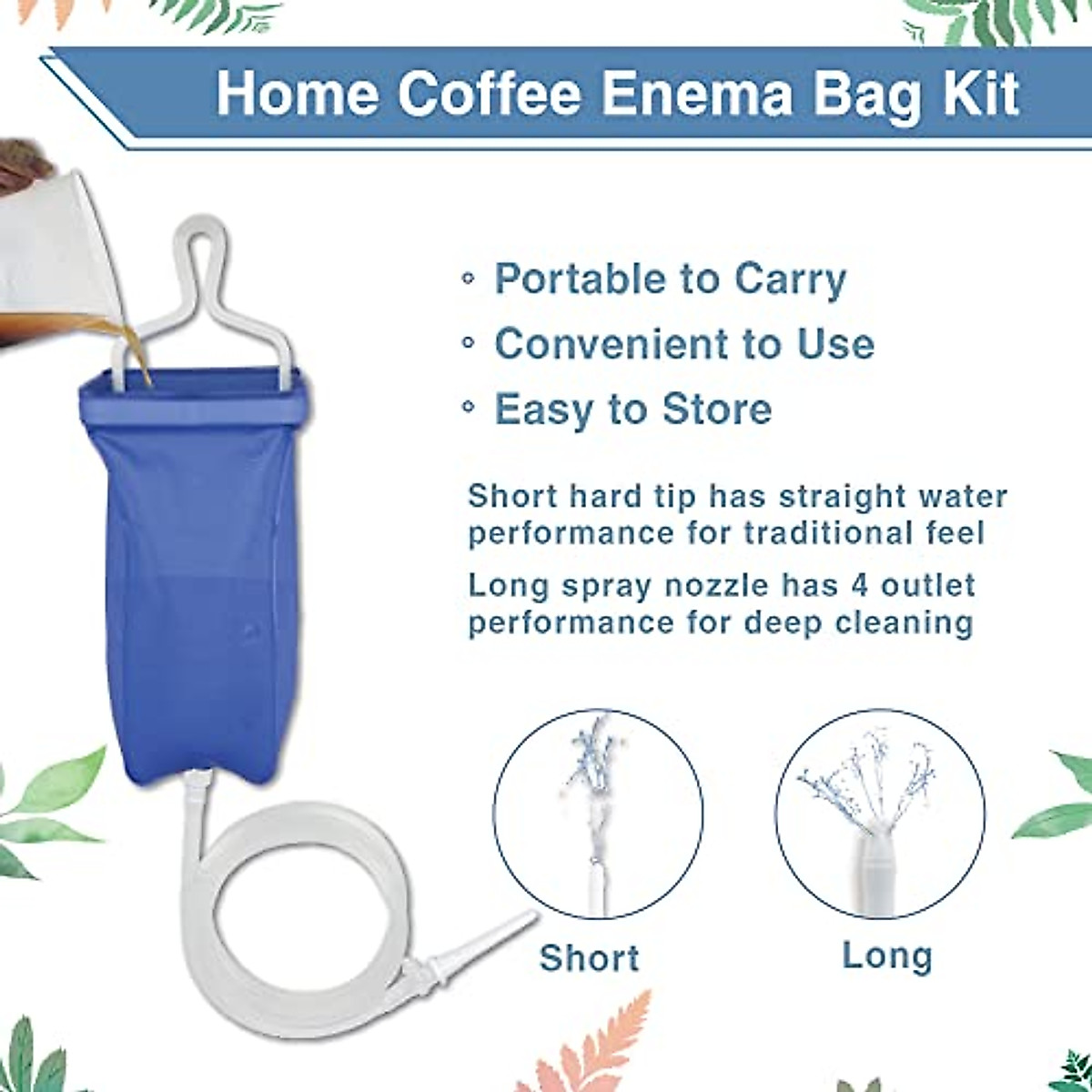 TopQuaFocus 1.8Quart Enema Bag Kit Home Coffee Enema Bag Kit for Colon Cleansing Portable Enema Bag for Colonic Cleanse 4.59 FT Hose