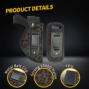 SAMTUIRUI Gun Holsters for Men Women, IWB/OWB 9mm Holsters for Concealed Carry, Universal Pistol Handguns Holster for Right Left Hand Draw, Fits Glock and Similar Handgun, Leopard Design
