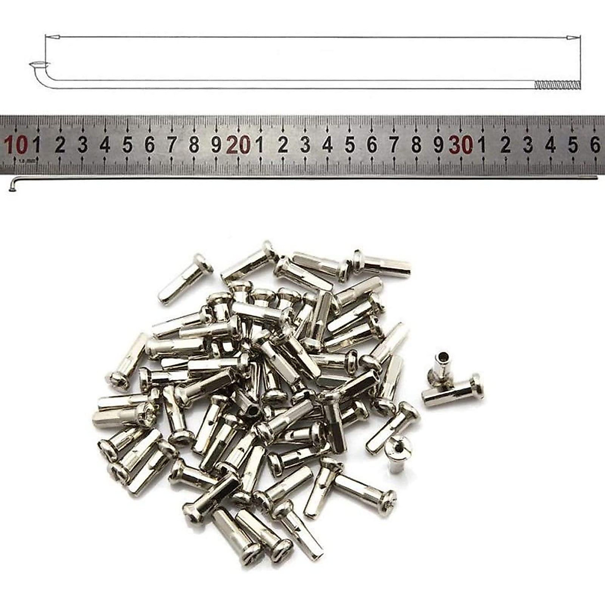 Kerjio 36PCS Bicycle 10g Spokes Road Spokes with Nipples Silver Bicycle Spokes 170MM