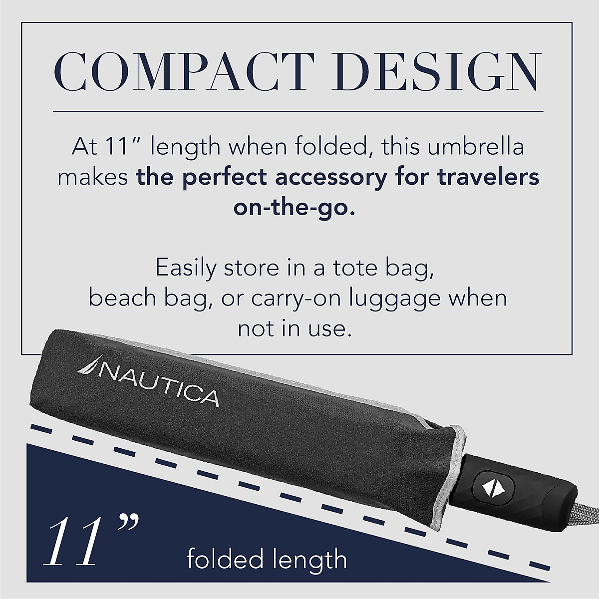 Nautica 2-Pack 3-Section Auto-Open Auto-Close Umbrella - Sturdy Rainy Day Protection with Ergonomic Rubber Coated Handle
