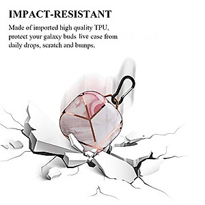 Troniker Stylish Case for Galaxy Buds 2 Pro (2022)/Galaxy Buds 2 (2021)/Galaxy Buds Pro (2021)/Galaxy Buds Live (2020) for Women Girl Full Protective Hardshell Case (Pink Gold Marble)