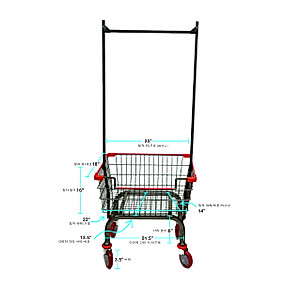 Coin Laundry Cart, CART&SUPPLY [Heavy Duty] [Rolling Cart] 2.5-Bu. Laundry Cart Pole Rack Charcoal Gray (Double Pole Rack/Charcoal Gray)