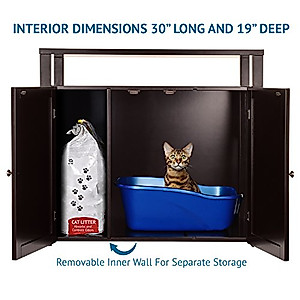 Arf Pets Cat Litter Box Enclosure, Large Cat House Furniture with Table, Designed to Fit Large Litter Boxes