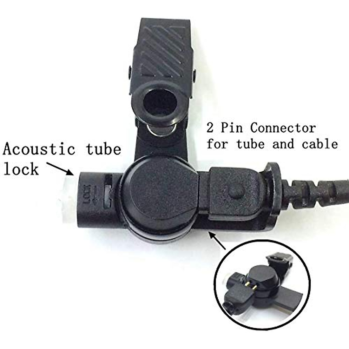 Headset for Motorola Walkie Talkies with Mic 2 Pin Acoustic Tube Earpieces and PPT for CP200 GP2000 CLS1410 CLS1450 CLS1100 (2Packs)