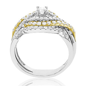 Vir Jewels 1 cttw Diamond Wedding Engagement Ring Set 14K Yellow Gold Curve Bridal Size 7
