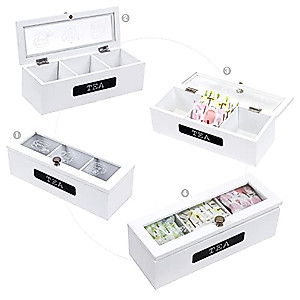 Tea Bag Organizer,White Wood 3 Compartment Tea Bag Organizer,Tea Holder Organizer,Tea Box Storage Box,Tea Box Organizer for Organizer and Display Tea Bags