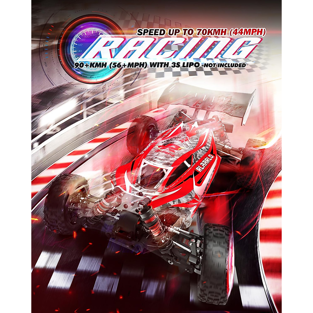 CROBOLL 1:14 Brushless Fast RC Cars for Adults with Independent ESC,Top Speed 90+KPH 4X4 Hobby Off-Road RC Truck,Oil Filled Shocks Remote Control Monster Truck for Boys(Red)