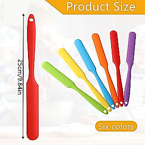 WLLHYF Color Silicone Spatula 6pcs 9.8in Extra Large Long Handle Non Stick Baking Icing Scraper Pastel Spreader Mixing Stir Sticks Cake Cream Pancake Fruit Resin Spread Scraper Set Mix 6 Colors