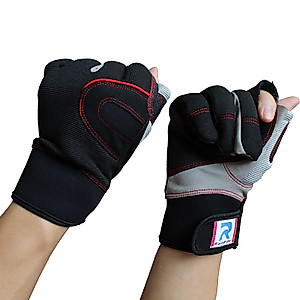 RainRider Sailing Gloves for Men Women Long Finger Fishing Boating Kayaking Surfing Dinghy Canoe Padding and Water Sports, Leather in Palm to Enhance Gripping(Black,XL)