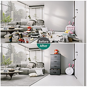 YITAHOME Dresser with 4 Drawers - Fabric Storage Tower, Organizer Unit for Bedroom, Hallway, Closets - Sturdy Steel Frame, Wooden Top & Easy Pull Fabric Bins