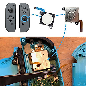 BRHE 3D Analog Joystick Replacement Left/Right Repair Kit Thumb Sticks Sensor with 4 “Y” Screws for Switch Controller NS Lite Console - 2 Pack (White)