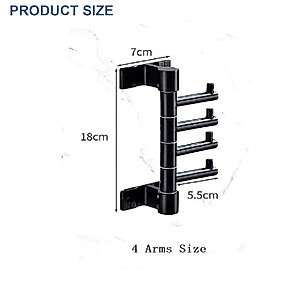 Generic Metal Vertical Hooks Rack with 3 Rotatable Arms Black Swivel Towel Hook for Bathroom Kitchen Towel Item Storage Swivel Towel Rack Wall Mounted for Bathroom Accessories