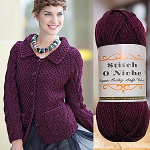 Stitch O'Niche Bulky Yarn for Crocheting /3.5oz 109yd -4 pk Bulky Yarn for Knitting - Size 5 Yarn - Bulky Weight Yarn - Yarn for Crocheting Blankets - Bulky Scarf Yarn (Plum Purple)