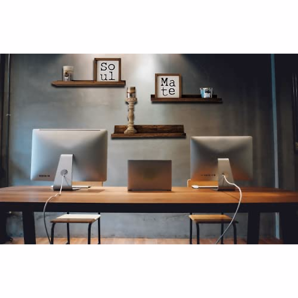 Ty Creations| 24 Inch Long Floating Shelves for Wall, Real Wood Rustic Picture Ledge Large Wall Shelf for Bedroom, Living Room, Bathroom, Kitchen and Office, Set of 3 differentsizes