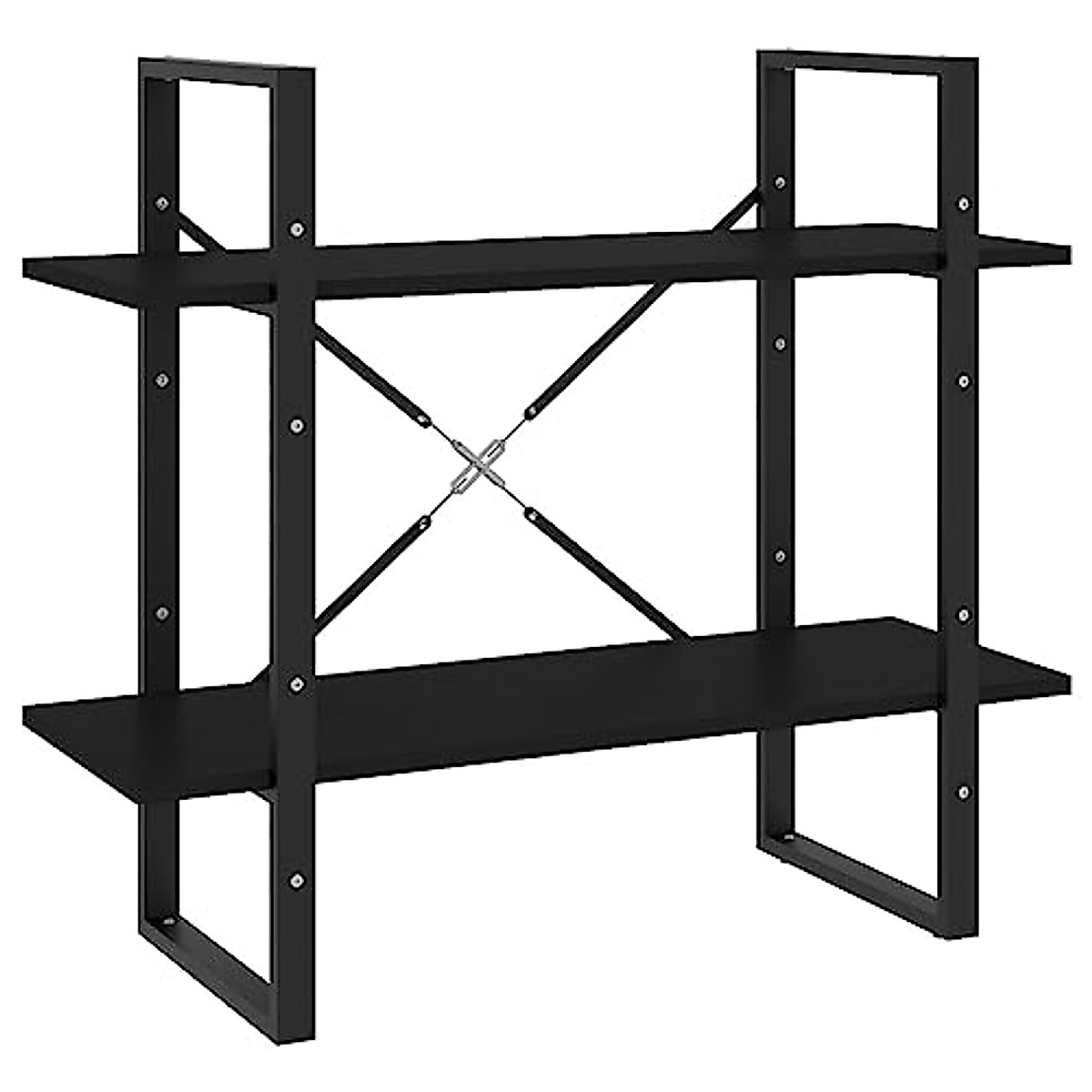SLGSDMJ Industrial Style Open Office Bookshelf, Ladder Bookshelf, Shelving Unit, Closet Organizer, Multipurpose Storage Cabinet,2-Tier Book Cabinet Black 31.5"x11.8"x27.6" Chipboard