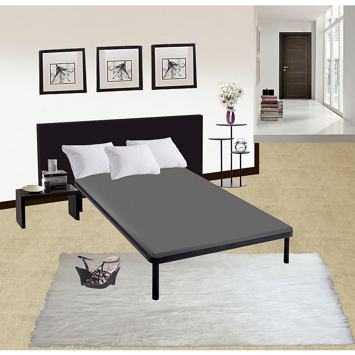 Continental Sleep, 1.5-Inch Split Bunkie Board for Mattress/Bed, Fully Assembled, Improved Comfort and Support, Full, Grey