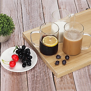 Trwcrt 15 oz Glass Coffee Mug Set of 6, Clear Coffee Mugs with Handle for Hot Beverages, Large Wide Mouth Glass Cup for Latte, Cappuccino, Hot Chocolate, Tea and Juice