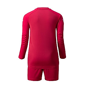 KELME Men's Soccer Goalie Jerseys,Padded Goalkeeper Kit,Youth Goalie Shirt and Pants with Socks Red X-Small