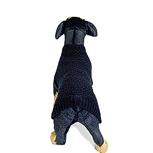 Ganfanren Reflective Knitted Dogs Sweater Winter Pet Pullover Coat Clothing (Small, Navy)