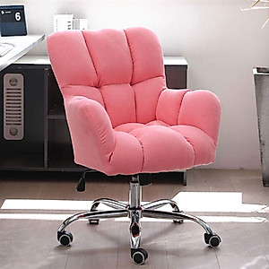 Home Office Chair Mid-Back with Ergonomic Back, Task Chair with Thick Cushion 360° Swivel Computer Chair for Bedroom Dining Living Room,Pink