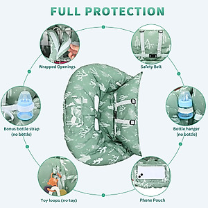 Yoofoss Shopping Cart Cover for Baby, 2-in-1 High Chair Cover with Safety Harness, Multifunctional Cart Covers for Toddler, Universal Fit, Soft Padded Grocery Cart Cover for Baby Boy Girl - Green