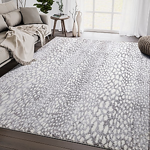 Abani Area Rug - 4x6 - Antelope Collection - Indoor Use - Grey & Cream Animal Print - Medium Pile-Turkish Made-Stain & Shed Resistant Livingroom Bedroom Kitchen Office-Safe for Kids & Pets-Soft Feel