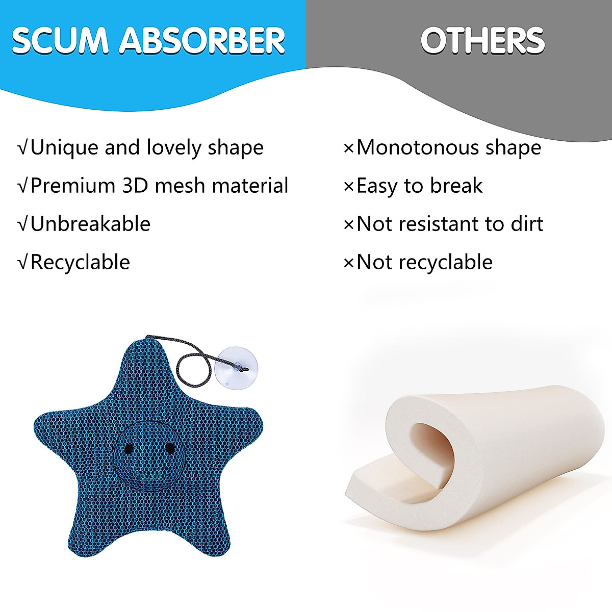 Hot Tub Scum Absorber, 2 Pack Scum Turtle Hot Tub Cleaner Hot Tub Sponges to Soak up Oils- Must Have Hot Tub Accessories for Adults Hot Tub Scum Sponge- Keeps Your Hot Tub Water Clean and Clear