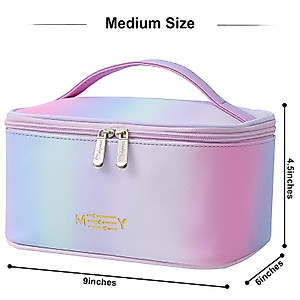 KITENROM Makeup Bag Preppy Cosmetic Bag Small for Women Toiletry Bags Pouch Organizer Rainbow Gradient Pink