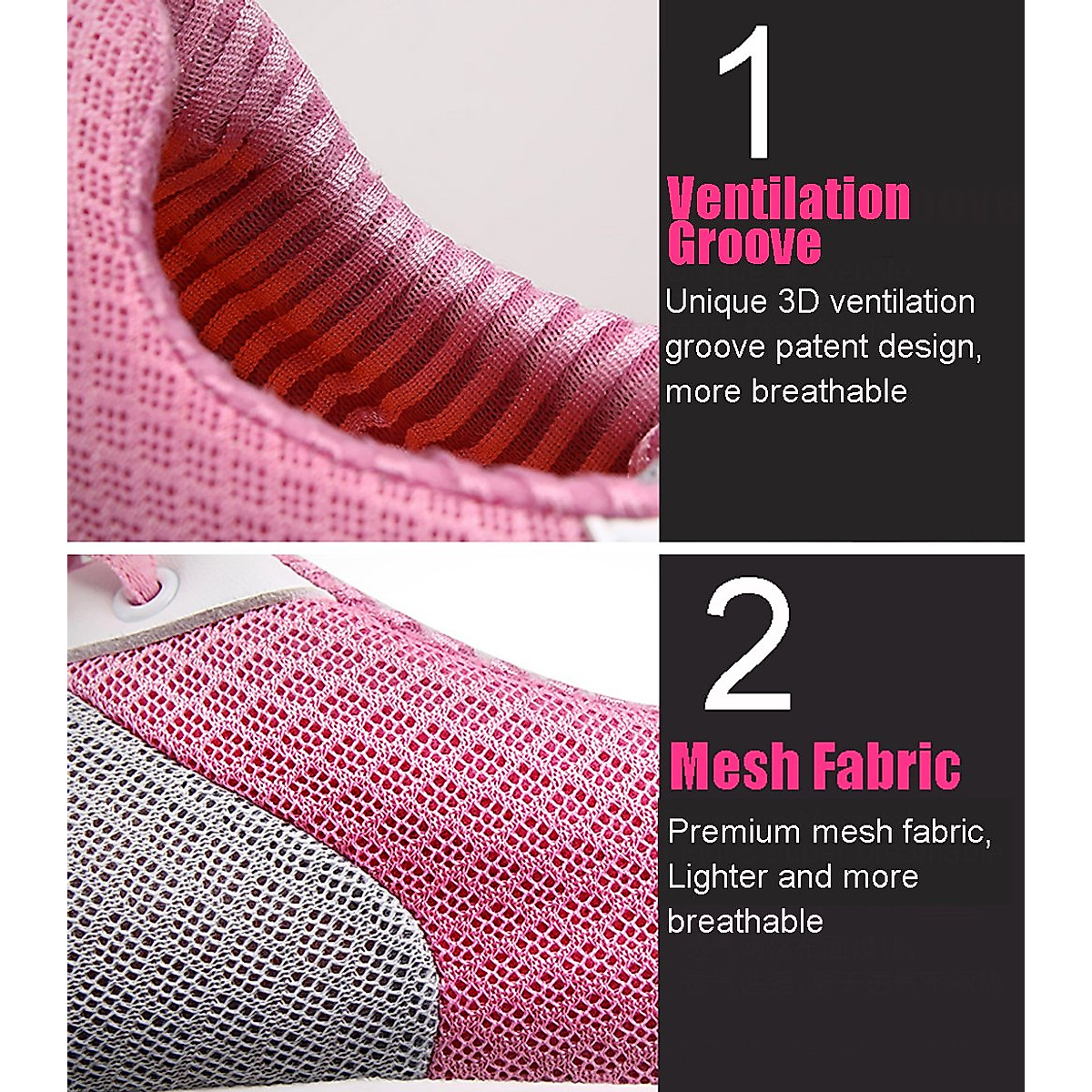 Ladies Breathable Spikeless Golf Shoes for Women, Lightweight Mesh Casual Walking Sneakers Shoes Pink