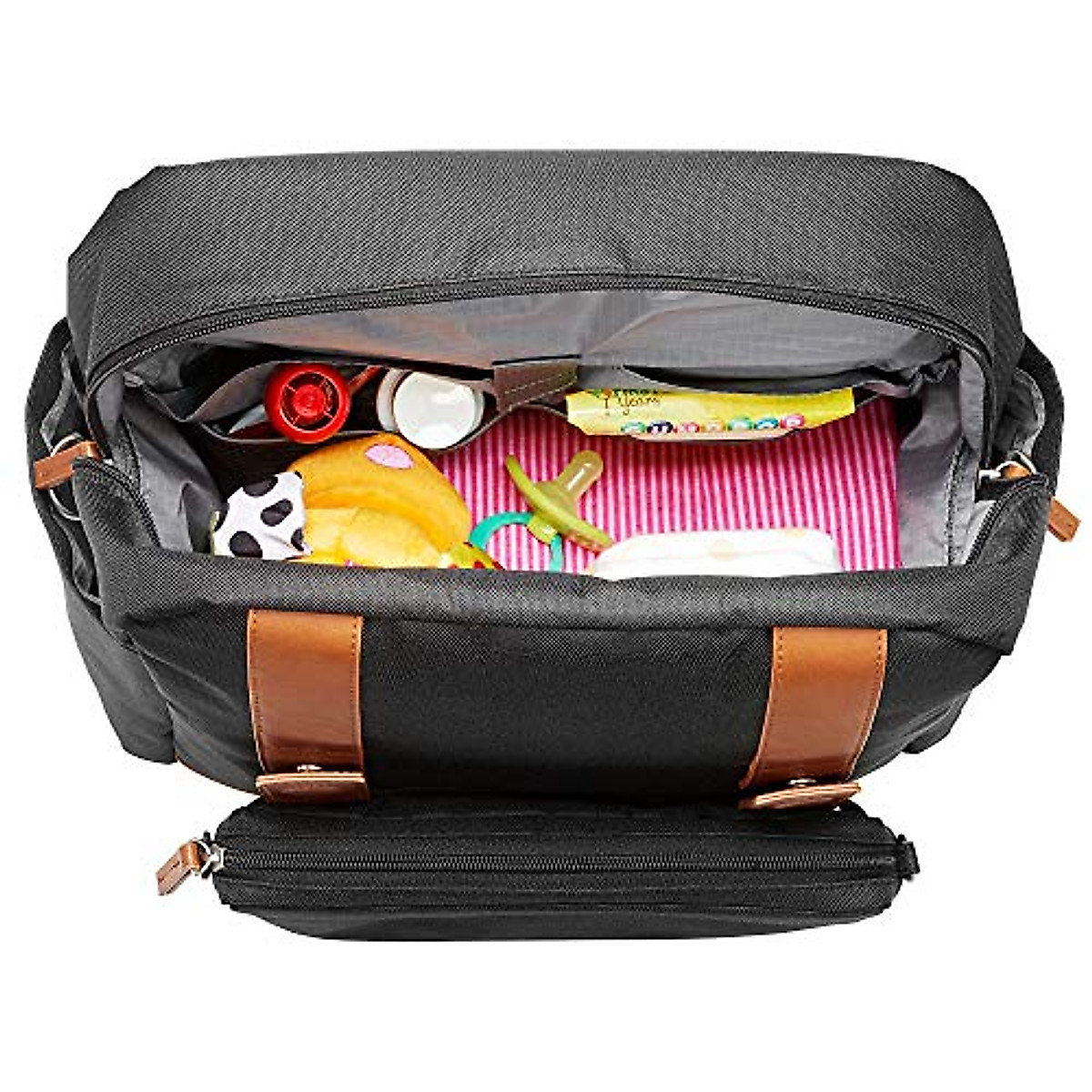 JJ Cole Bloomfield Modular Knapsack Diaper Bag, Ivory and Onyx