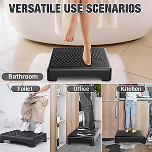 HBTower Step Stool, Mobility Step Stool for Adults & Seniors, Non-Slip Step Platform Indoor and Outdoor, Portable Step Riser, Safety Step for Car, Bedside, Office, Shower, Stairs, Black