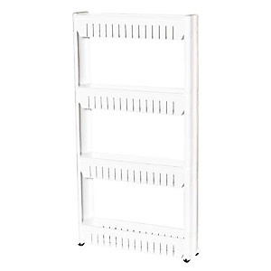 Imperial 4 Tier Plastic Utility Cart with Wheels, Rolling Storage, Bathroom, Kitchen, Laundry, Office, Classroom Supplies Organizer, Bar Cart for Dining or Living Room, Movable & Convenient