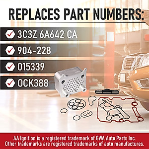 Engine Oil Cooler Kit - Compatible with Ford Trucks - Powerstroke 6.0L V8 F250, F-350, F450, F550 Super Duty, Excursion, E350, E-450 - Replaces Part 904-228, OCK388, 3C3Z 6A642 CA - Gasket Seal Kit