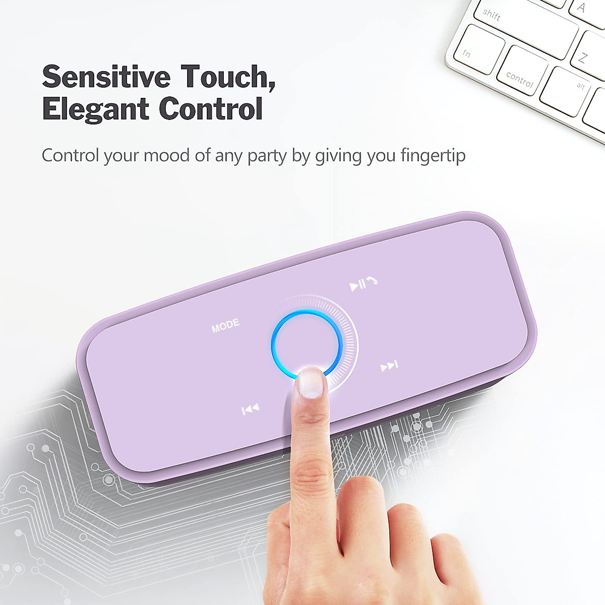 DOSS Bluetooth Speaker, SoundBox Touch Portable Wireless Bluetooth Speaker with 12W HD Sound & Bass, IPX5 Waterproof, 20H Playtime, Touchpad Control, H&sfree, Speaker for Home,Outdoor,Travel Purple