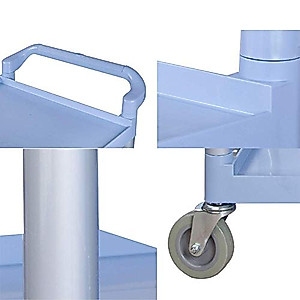 MTYLX Trolley,Cart,Household Multi-Layer Trolleys,Cart Restaurant Warehouse 3 Layers Plus Thick with Pulley Aluminum Tube Support Easy to Assemble, 2 Sizes,Blue,86X42X91Cm