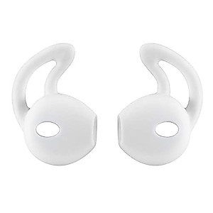 D & K Exclusives Ear Hook Covers for Earbud Headphones, Noise Isolation Anti-Slip Silicone Earbuds/Ear Plug Tips 3 Pair Cover Tips Accessories Compatible Headset MNHF2AM/A (White 6PCS)
