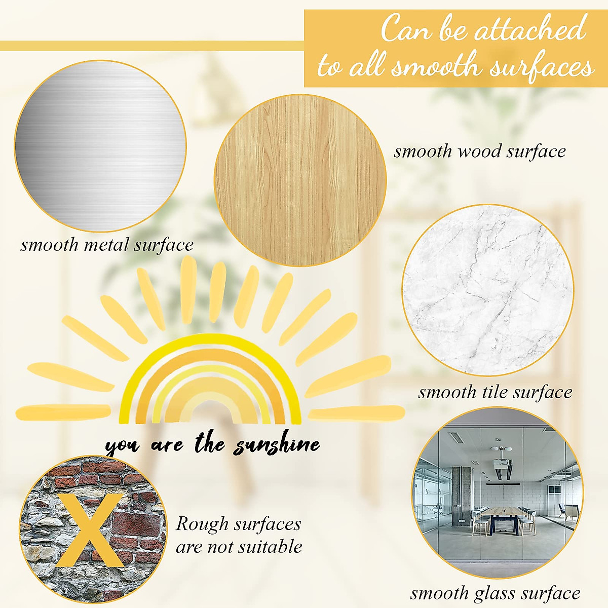 Boho Sun Wall Decals You are The Sunshine Wall Stickers Rainbow Wall Decals Large Half Sun Wall Decor Decals for Nursery Bedroom Classroom Wall Stickers Murals Decorations