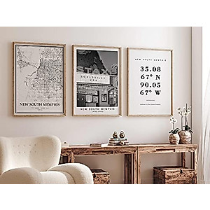 Dear Mapper New South Memphis United States View Abstract Road Modern Map Art Minimalist Painting Black and White Canvas Line Art Print Poster Art Line Paintings (Set of 3 Unframed) (12x16inch)