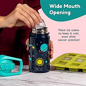 BOZ Kids Water Bottle for School with Straw Lid, Stainless Steel Insulated Water Bottle for Kids, Toddler Water Bottle, Leak Proof Water Bottle for Kids and Toddlers, 14 oz (414ml) (Space)