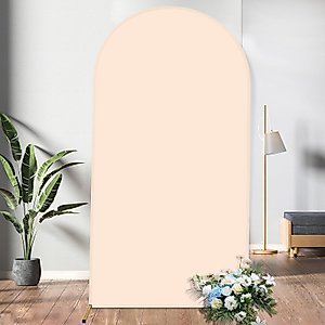 Spandex Fitted Arch Backdrop Cover Chiara Arch Cover Backdrop Fabric,2-Sided Wedding Arch Cover for Wedding Ceremony Birthday Party Baby Shower Banquet Decoration(Beige, 4 x 7.2 ft)