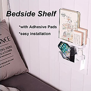 LALASTAR Bedside Shelf, Adhesive Bedroom Shelf Organizer Wall Mounted Holder for Phone, Remote Control, Earphone, Glasses | Ideal for Home, Office, Dorm (Blue)